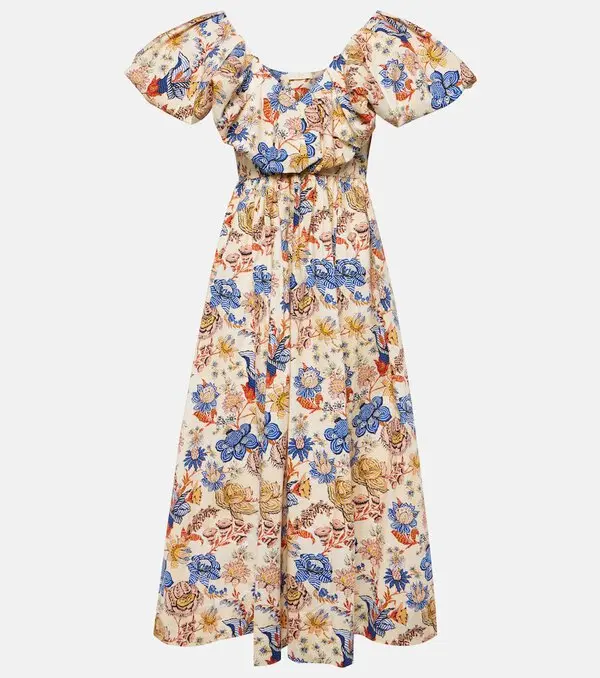 Ulla Johnson Francesca Floral Cotton Poplin Midi Dress