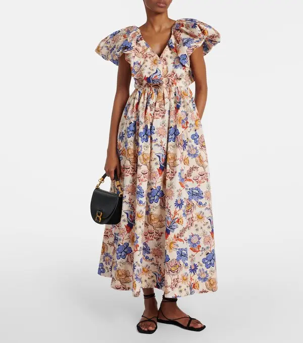 Ulla Johnson Francesca Floral Cotton Poplin Midi Dress