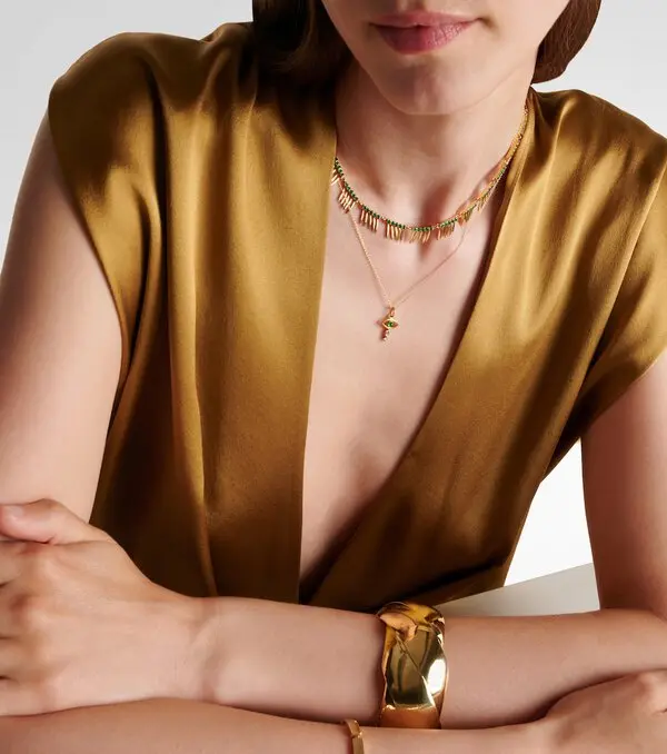 Ileana Makri 18kt Yellow Necklace With Emerald And Diamonds