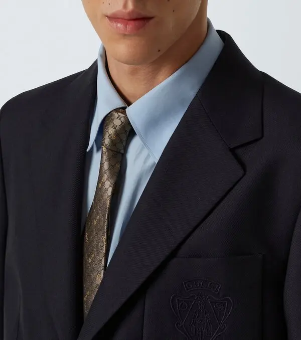 Gucci Gg Silk Jacquard Neck Tie - Neutrals