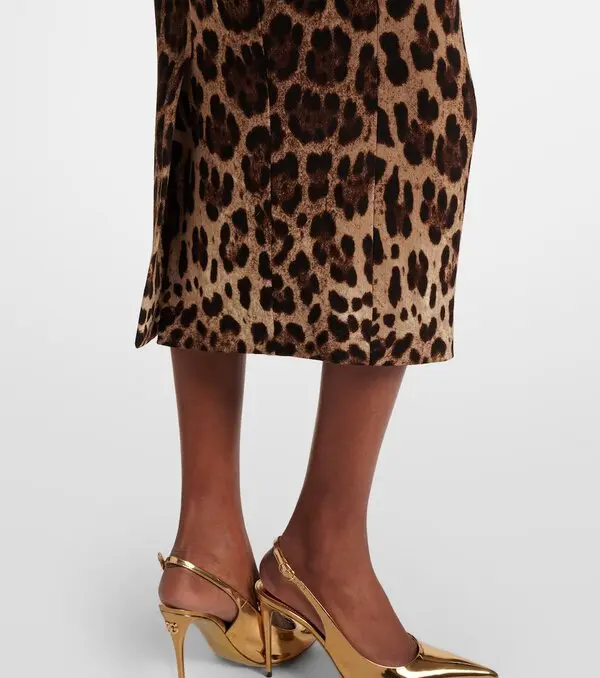 Dolce & Gabbana Leopard Print Wool Pencil Skirt - Multicoloured