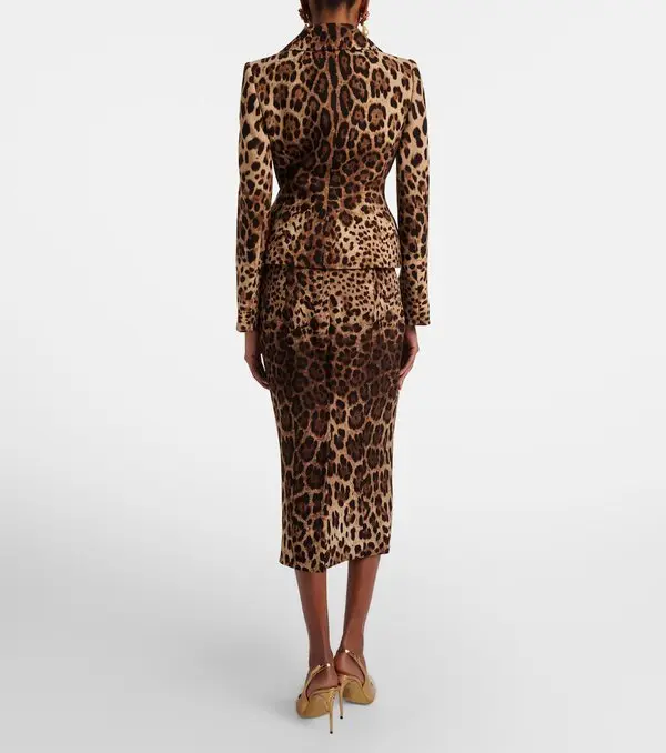 Dolce & Gabbana Leopard Print Wool Pencil Skirt - Multicoloured