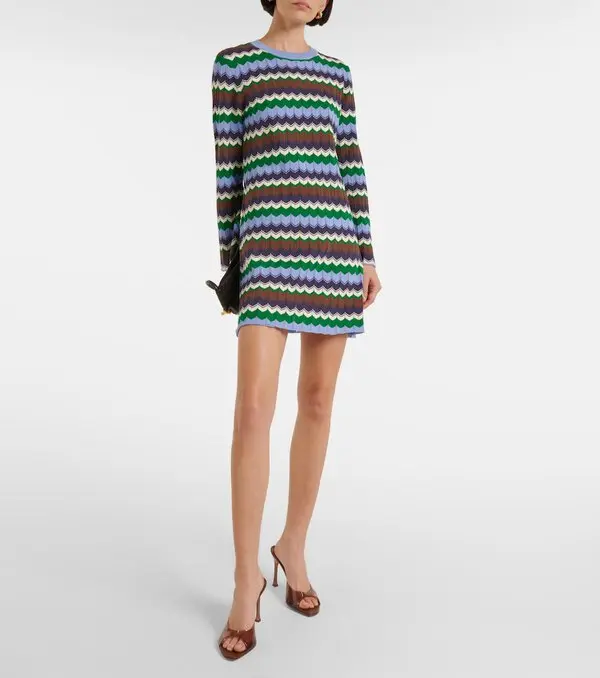 Rixo Mylene Chevron Cotton Mini Dress