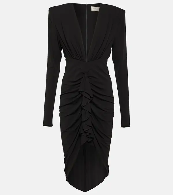 Alexandre Vauthier Draped Jersey Midi Dress - Black