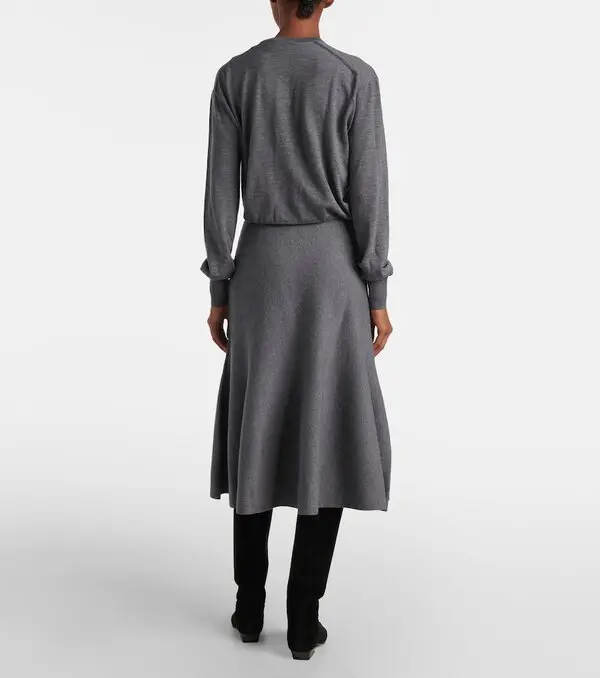 Khaite Odil Knitted Wool-blend Midi Skirt