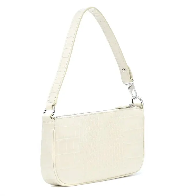 By Far Rachel Croc-effect Leather Shoulder Bag - Beige