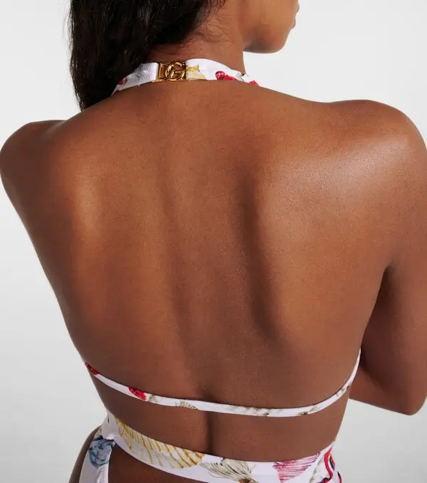 Dolce & Gabbana Capri Printed Halterneck Swimsuit