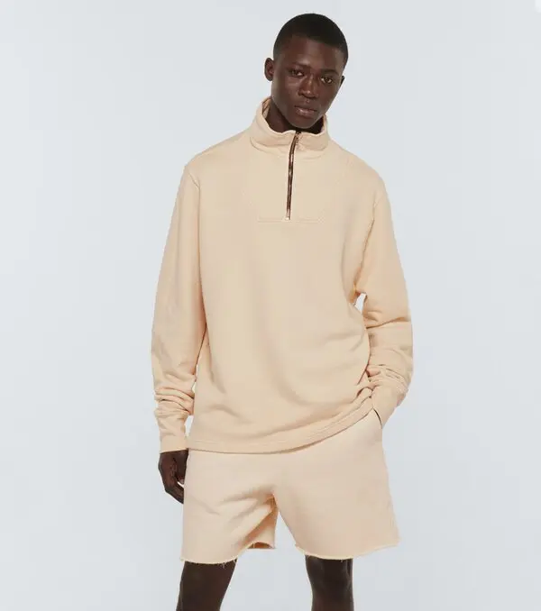 LES TIEN Cotton Jersey Half-zip Sweatshirt - Neutrals