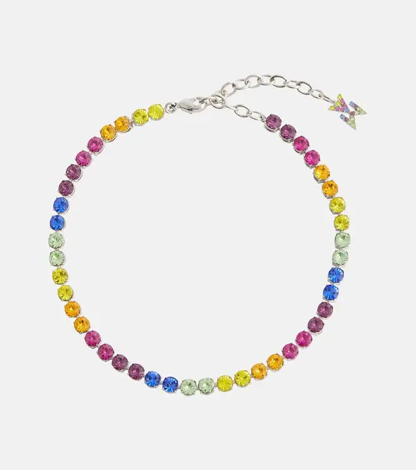 Amina Muaddi Tennis Embellished Anklet With Crystals - Multicoloured