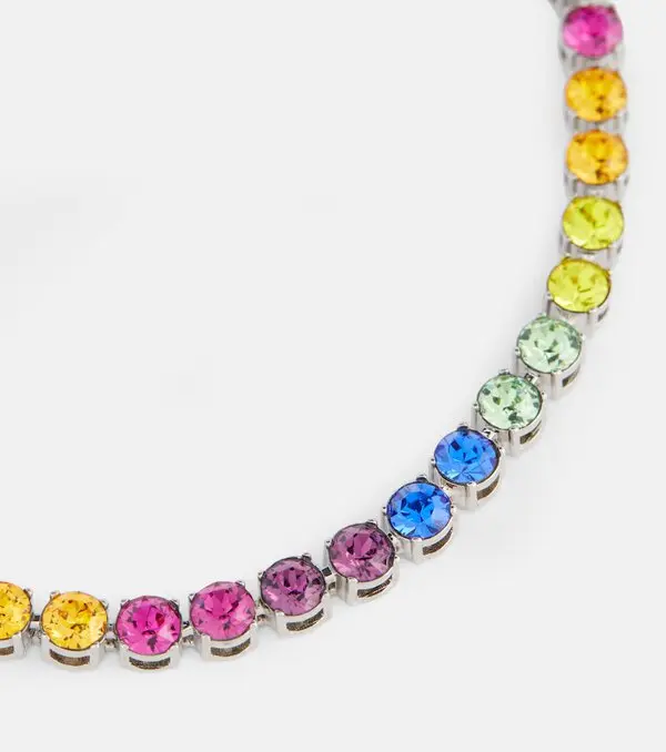 Amina Muaddi Tennis Embellished Anklet With Crystals