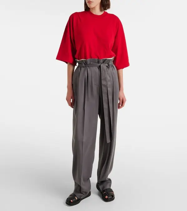 THE ROW Lonan High-rise Silk Straight Pants