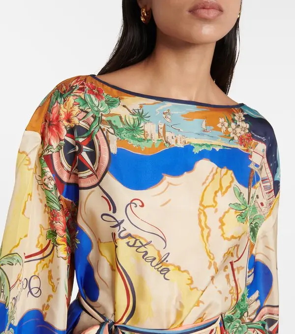 Zimmermann Alight Printed Silk Midi Dress