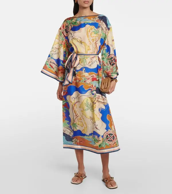 Zimmermann Alight Printed Silk Midi Dress