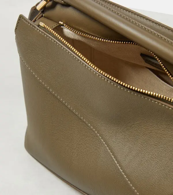 Loewe Puzzle Edge Small Leather Top-handle Bag - Green