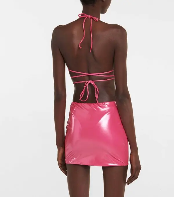 Alessandra Rich Metallic Ruched Mini Skirt - Pink