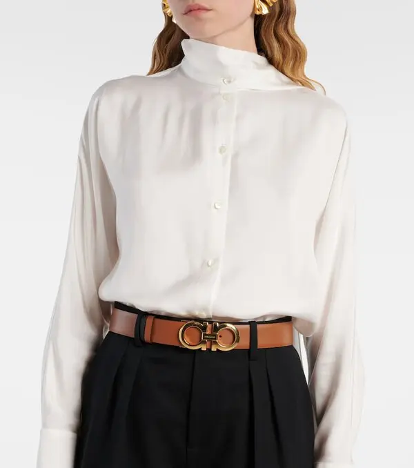 FERRAGAMO Gancini Reversible Leather Belt - Brown