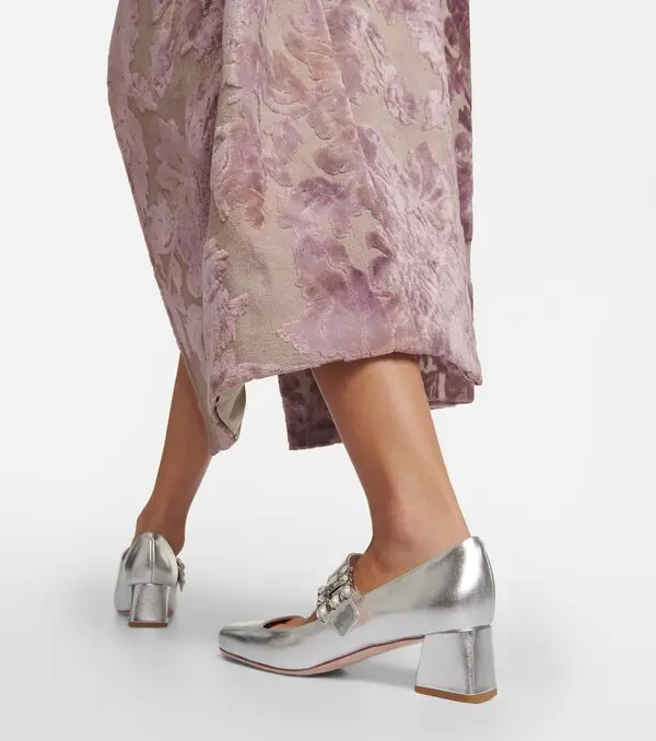 ROGER VIVIER Tres Vivier Metallic Leather Mary Jane Pumps