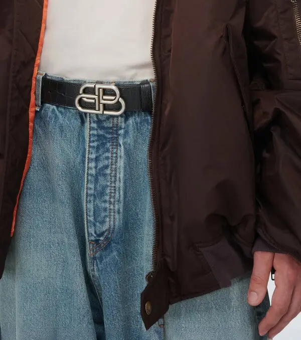 Balenciaga Bb Large Croc-effect Leather Belt
