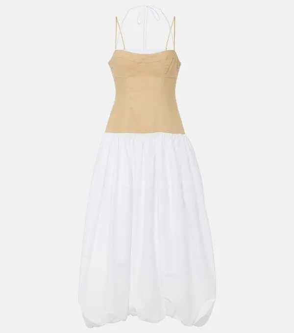 Simkhai Pfeiffer Cotton And Linen-blend Midi Dress - Multicoloured