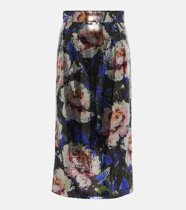 Dolce & Gabbana Sequined Floral Midi Skirt - Multicoloured