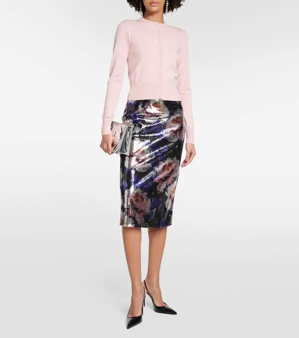 Dolce & Gabbana Sequined Floral Midi Skirt