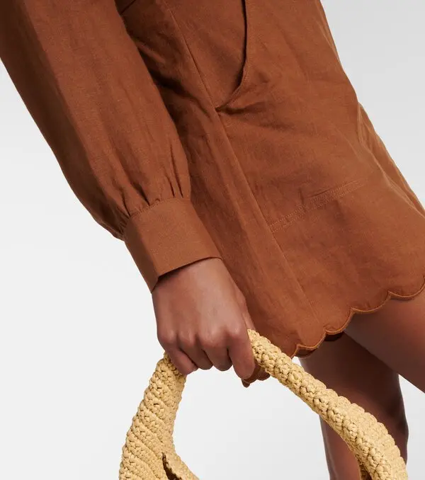 ERES Scalloped Linen Wrap Top