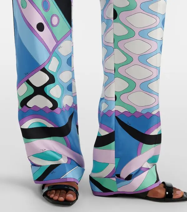 Emilio Pucci Vivara Mid-rise Silk Wide-leg Pants