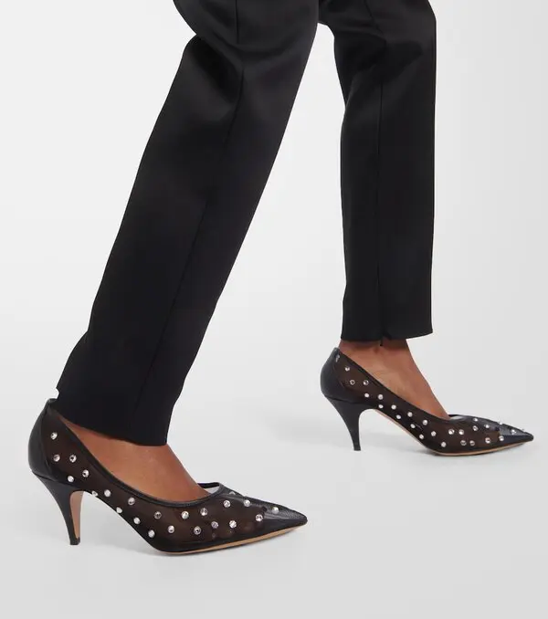 Khaite River Embellished Leather-trimmed Pumps