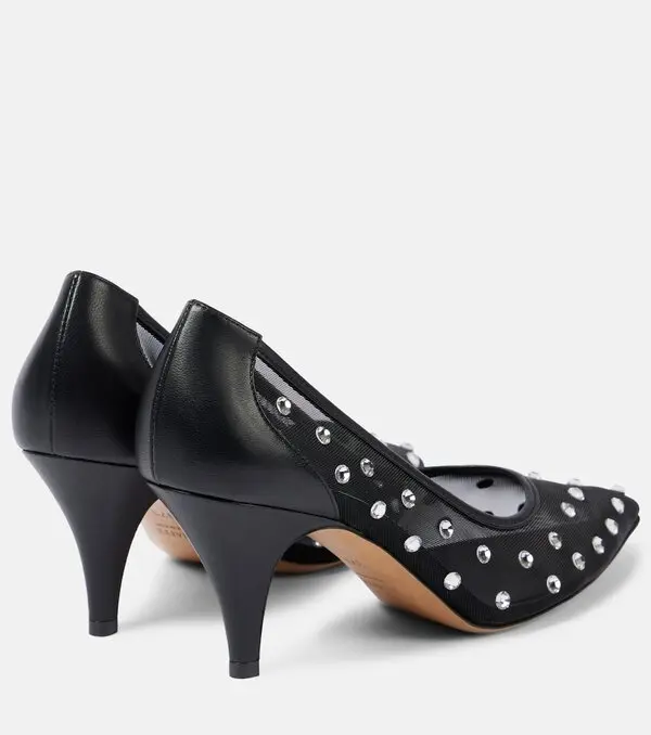 Khaite River Embellished Leather-trimmed Pumps
