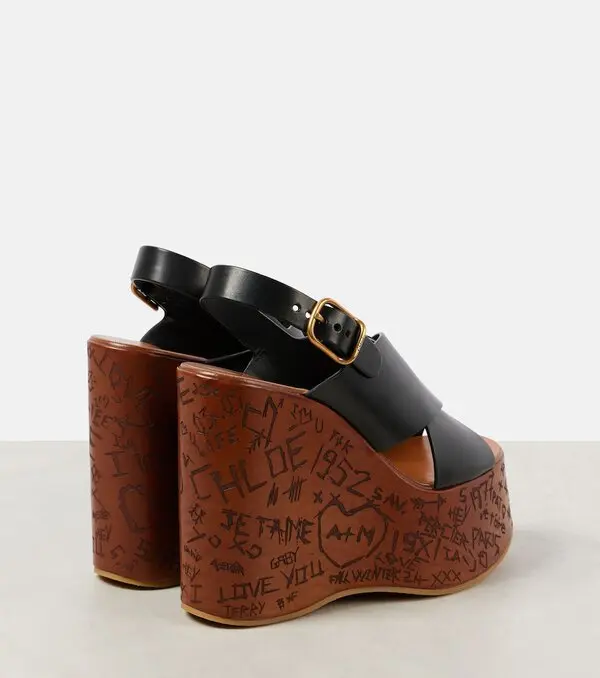 Chloé Maxime Leather Wedge Sandals