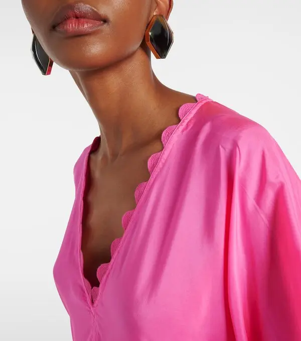 JULIET DUNN Colorblocked Tiered Silk Maxi Dress
