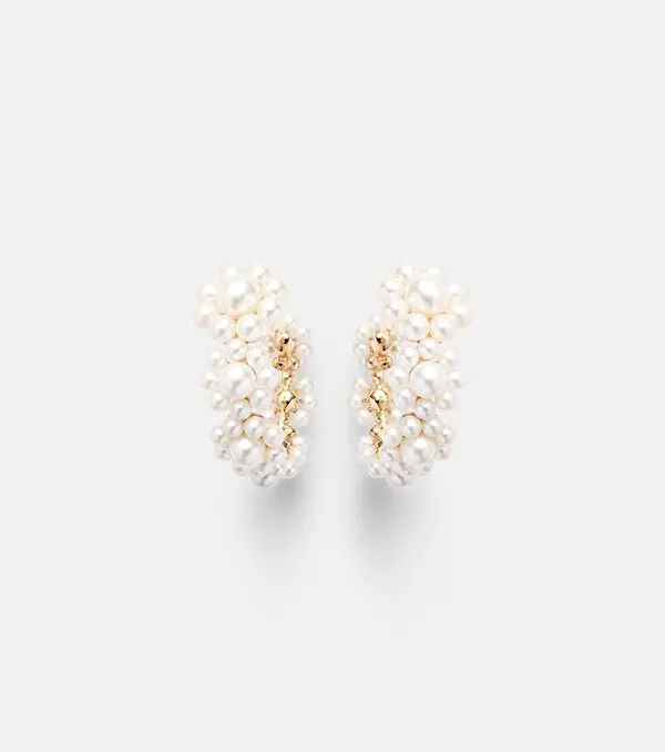 Sophie Bille Brahe 14kt Gold Pearl Hoop Earrings - Multicoloured