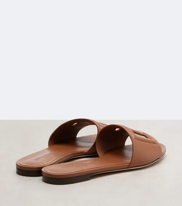 Dolce & Gabbana Leather Slides - Brown