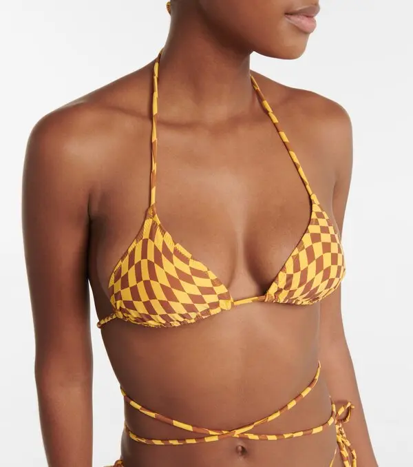 TROPIC OF C Praia Checked Tie-around Bikini Top