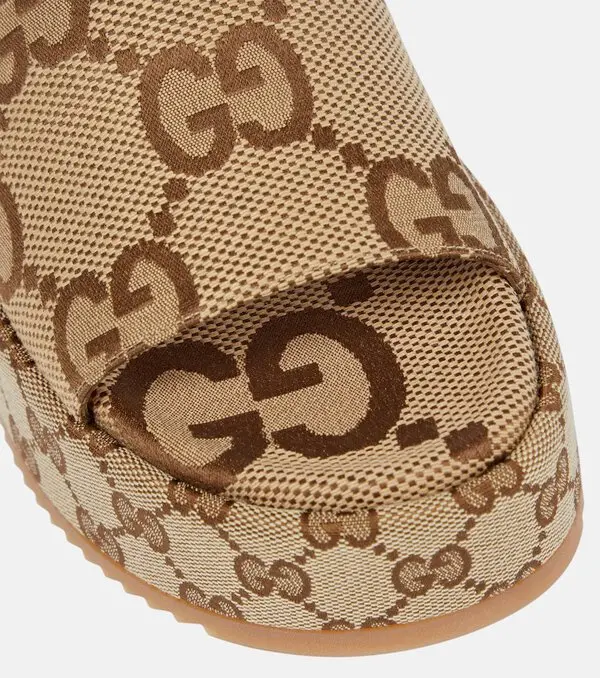 Gucci Gg Maxi Canvas Platform Slides