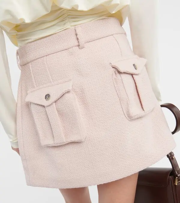THE MANNEI Bran Pleated Wool-blend Miniskirt