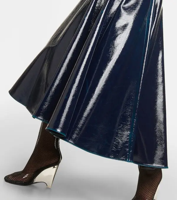 Alaïa Coated Wool-blend Midi Skirt