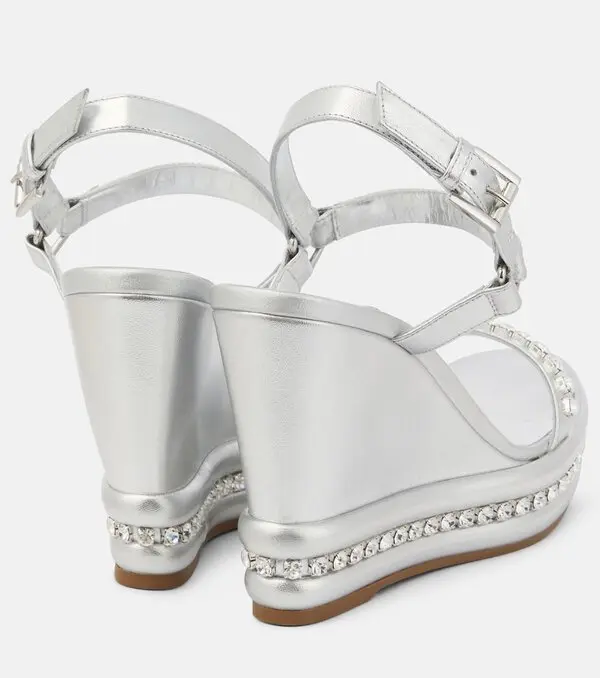 CHRISTIAN LOUBOUTIN Py Rastrass Metallic Leather Wedge Sandals