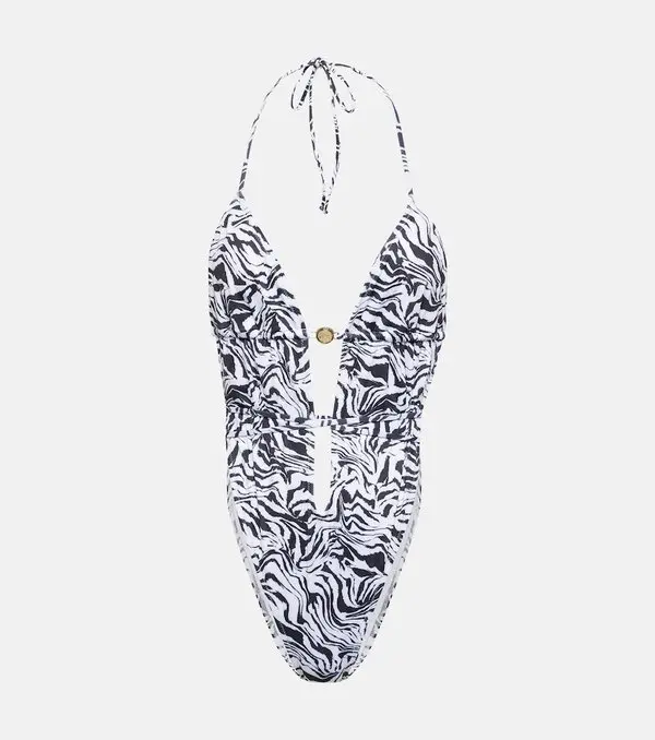 BANANHOT Zebra Print Cut Out Halterneck One Piece - Multicoloured