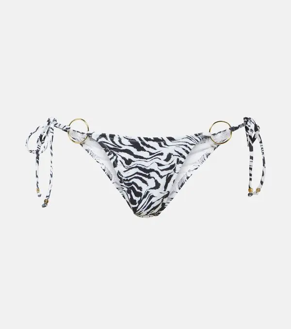 BANANHOT Ring-detail Zebra-print Bikini Bottoms - Black