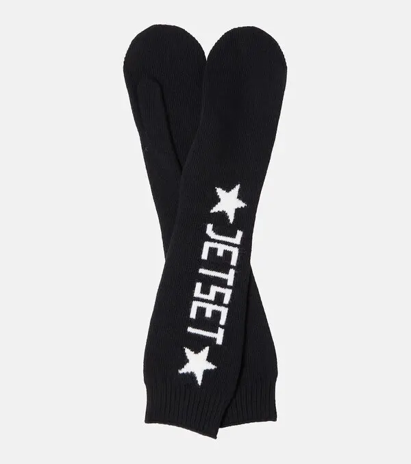JETSET Logo Virgin Wool Mittens - Black