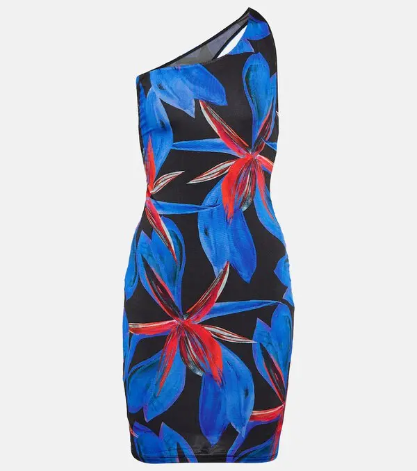 LOUISA BALLOU Plunge One-shoulder Minidress - Multicoloured