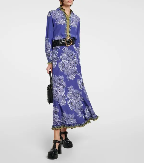 Etro Floral Silk Maxi Skirt