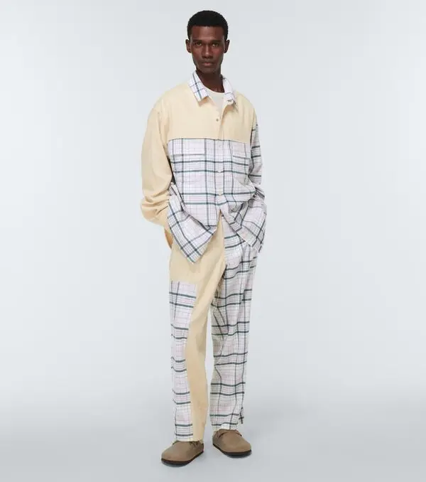 THE ELDER STATESMAN Checked Wool, Silk And Cashmere Pants