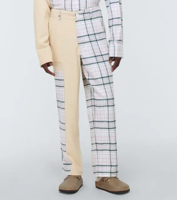 THE ELDER STATESMAN Checked Wool, Silk And Cashmere Pants