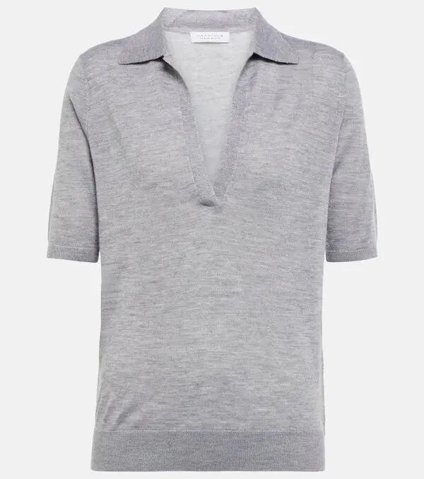 Gabriela Hearst Frank Cashmere And Silk Polo Shirt - Grey