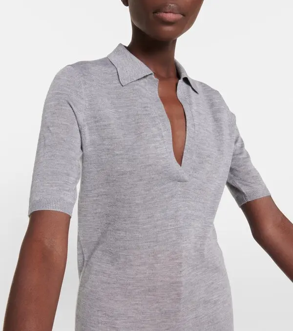 Gabriela Hearst Frank Cashmere And Silk Polo Shirt - Grey