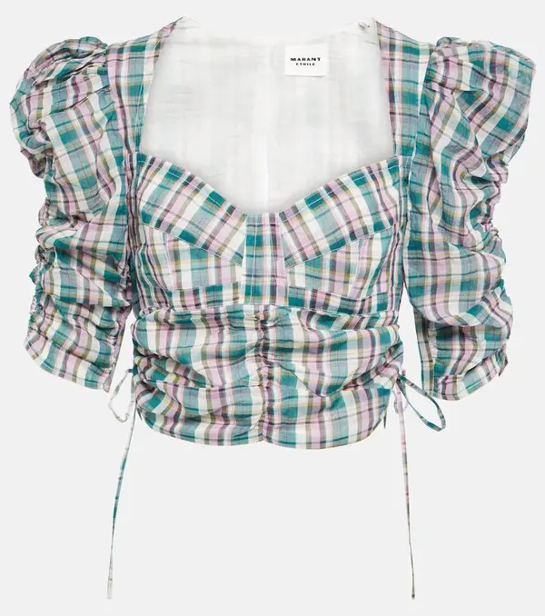 MARANT ETOILE Galaor Checked Cotton Crop Top - Multicoloured