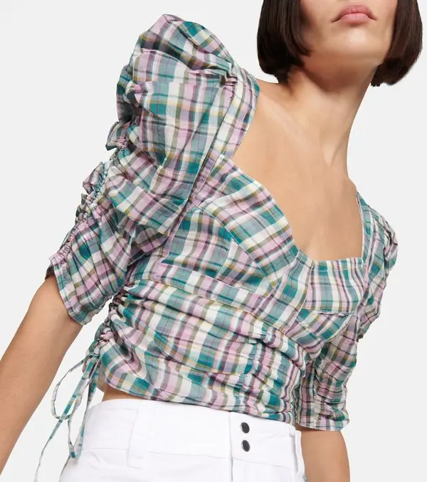 MARANT ETOILE Galaor Checked Cotton Crop Top