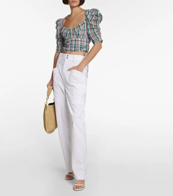 MARANT ETOILE Galaor Checked Cotton Crop Top